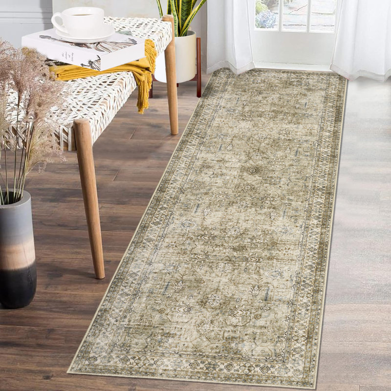 Bungalow Rose Rhuari Oriental Machine Woven Polyester Area Rug in White/Gray | Wayfair